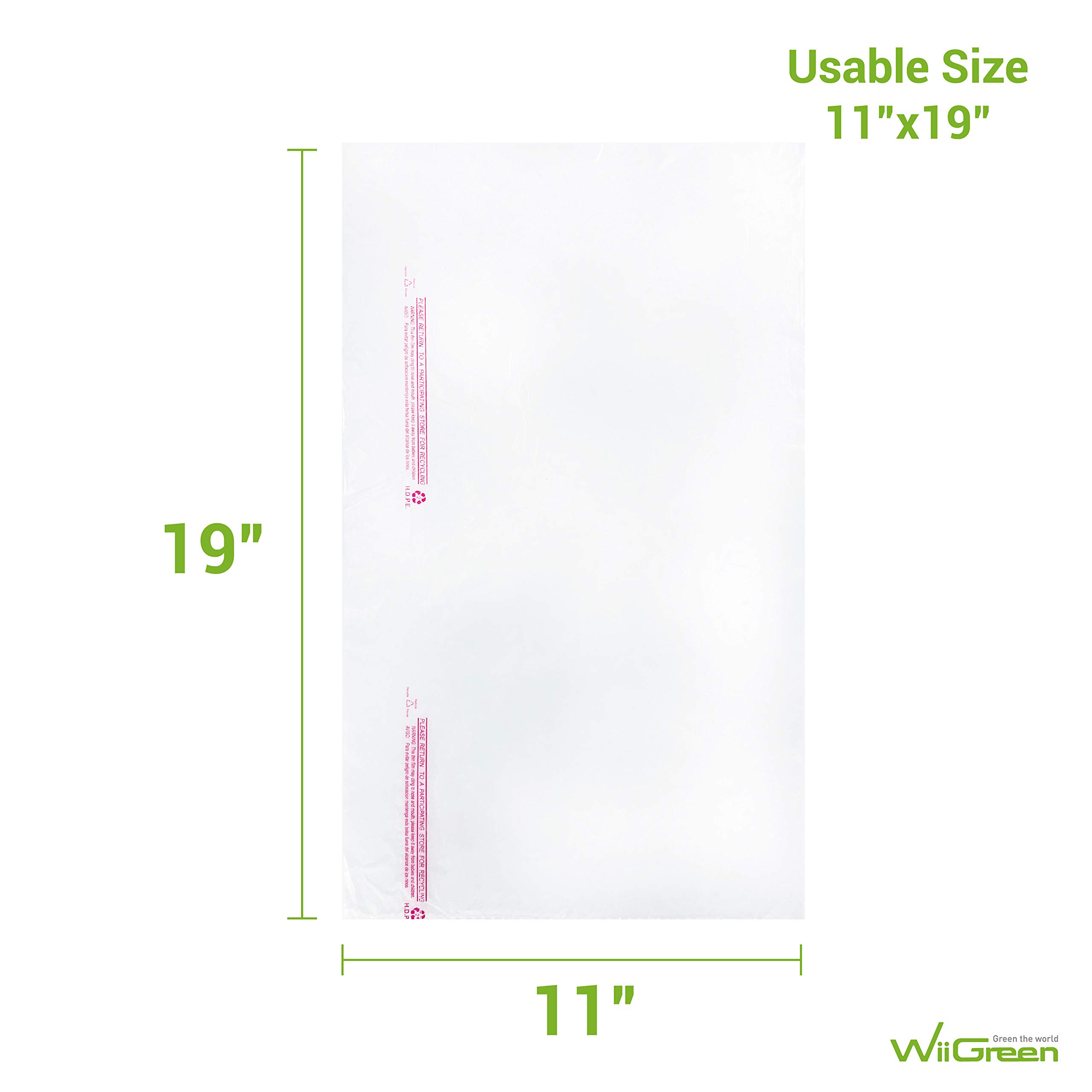 WiiGreen 4 Rolls 11" x 19" HDPE Plastic Produce Roll Bags for Food Storage, 625 Bags/Roll