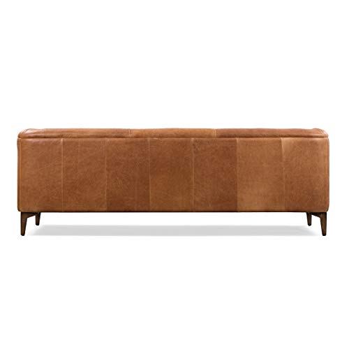 POLY & BARK Essex Leather Couch β 89-Inch Leather Sofa with Tufted Back - Full Grain Leather Couch with Feather-Down Topper On Seating Surfaces β Vintage Pure-Aniline Italian Leather β Cognac Tan