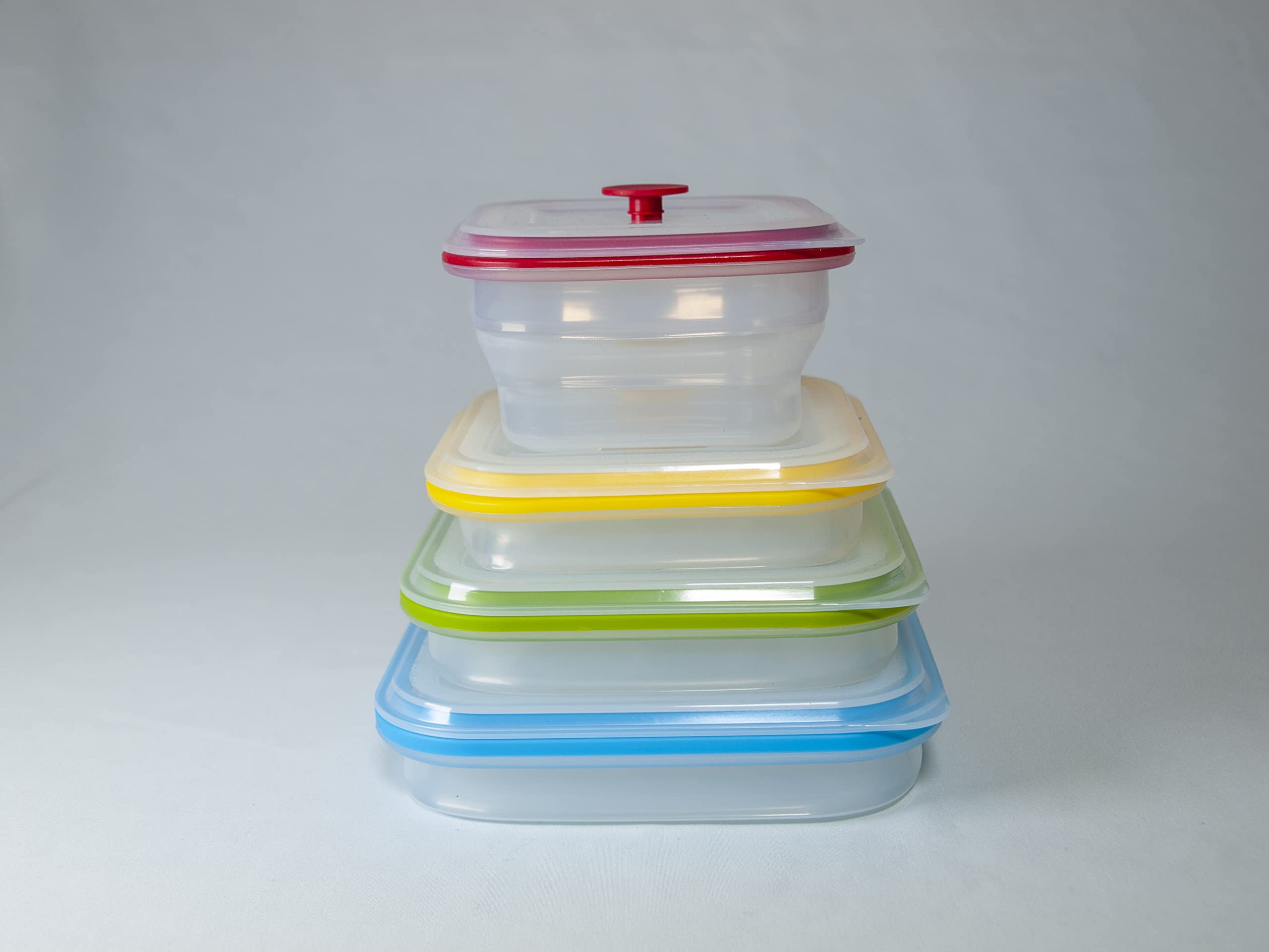Aura Global 4-Pack Collapsible Platinum Silicone Food Storage Containers - LFGB Certified, BPA-Free, Microwave, Freezer, Dishwasher Safe, Reusable with Easy-Fit Lids - Premium Kitchen Solution