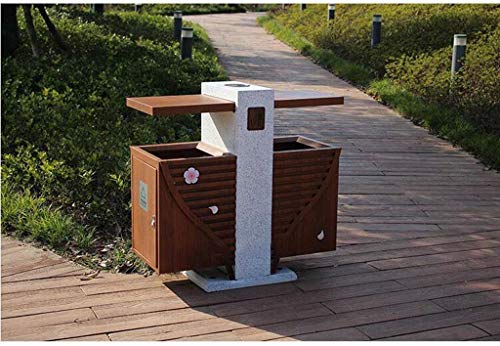Trash can Metal Trash Can Removable Inner Bucket Decoration Waste Bin Park Restaurant Garden Outdoor Ashtray Big Rubbish Bin Trash Bin