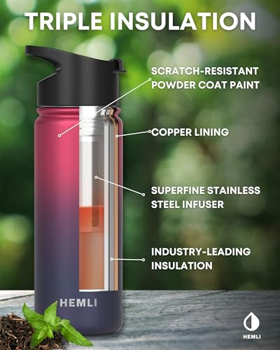 18 oz Insulated Tea Mug with Infuser and Lid - Tea Tumbler, Travel Mug, Portable Flask