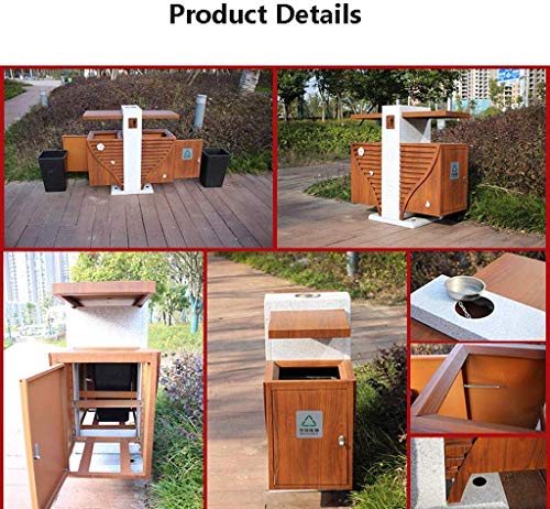Trash can Metal Trash Can Removable Inner Bucket Decoration Waste Bin Park Restaurant Garden Outdoor Ashtray Big Rubbish Bin Trash Bin
