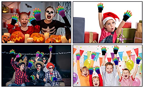 LED Light Up Gloves, 3 Colors 6 Modes Flashing LED Warm Gloves Colorful Glow Flashing Novelty Cool Fan Toys (Small)