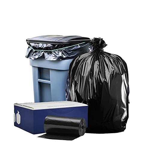 Plasticplace 95-96 Gallon Garbage Can Liners │ 2 Mil │ Black Heavy Duty Trash Bags │ 61” x 68”, 25 Count