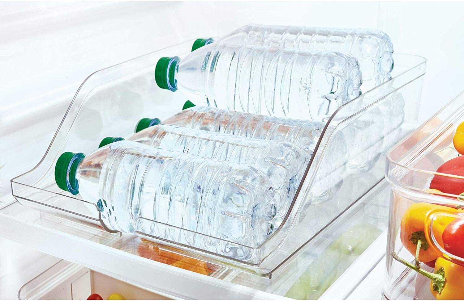 iDesign Crisp Plastic Refrigerator and Pantry Soda Bin, Modular Stacking Food Storage Box for Pop, Sparkling Water, Beer, Canned Goods, BPA Free, 14.03" x 10.4" x 3.75", Clear