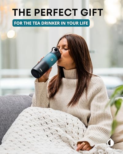 18 oz Insulated Tea Mug with Infuser and Lid - Tea Tumbler, Travel Mug, Portable Flask