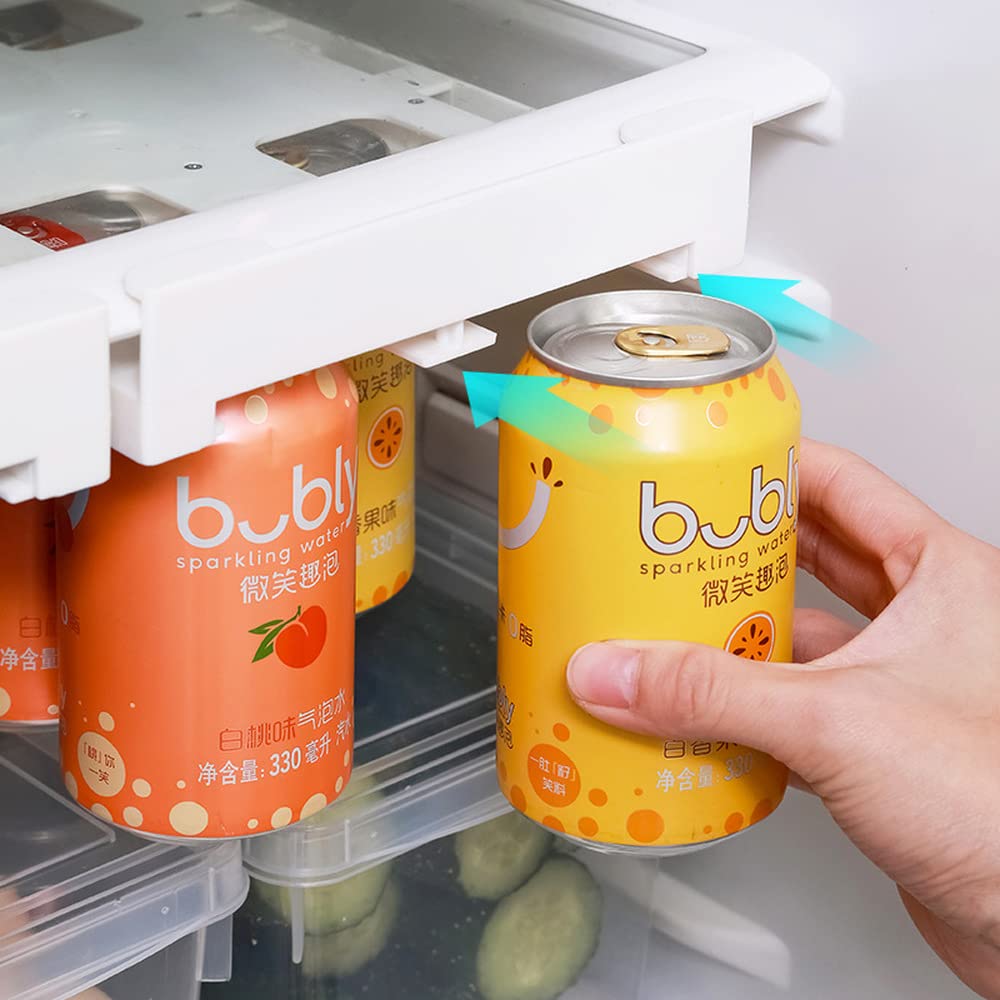 YFeiQi Hanging Soda Can Organizer for Fridge, Can Organizer Dispenser, Adjustable Canned Beer and Beverages Storage Artifact in Refrigerator (1 Pcs)