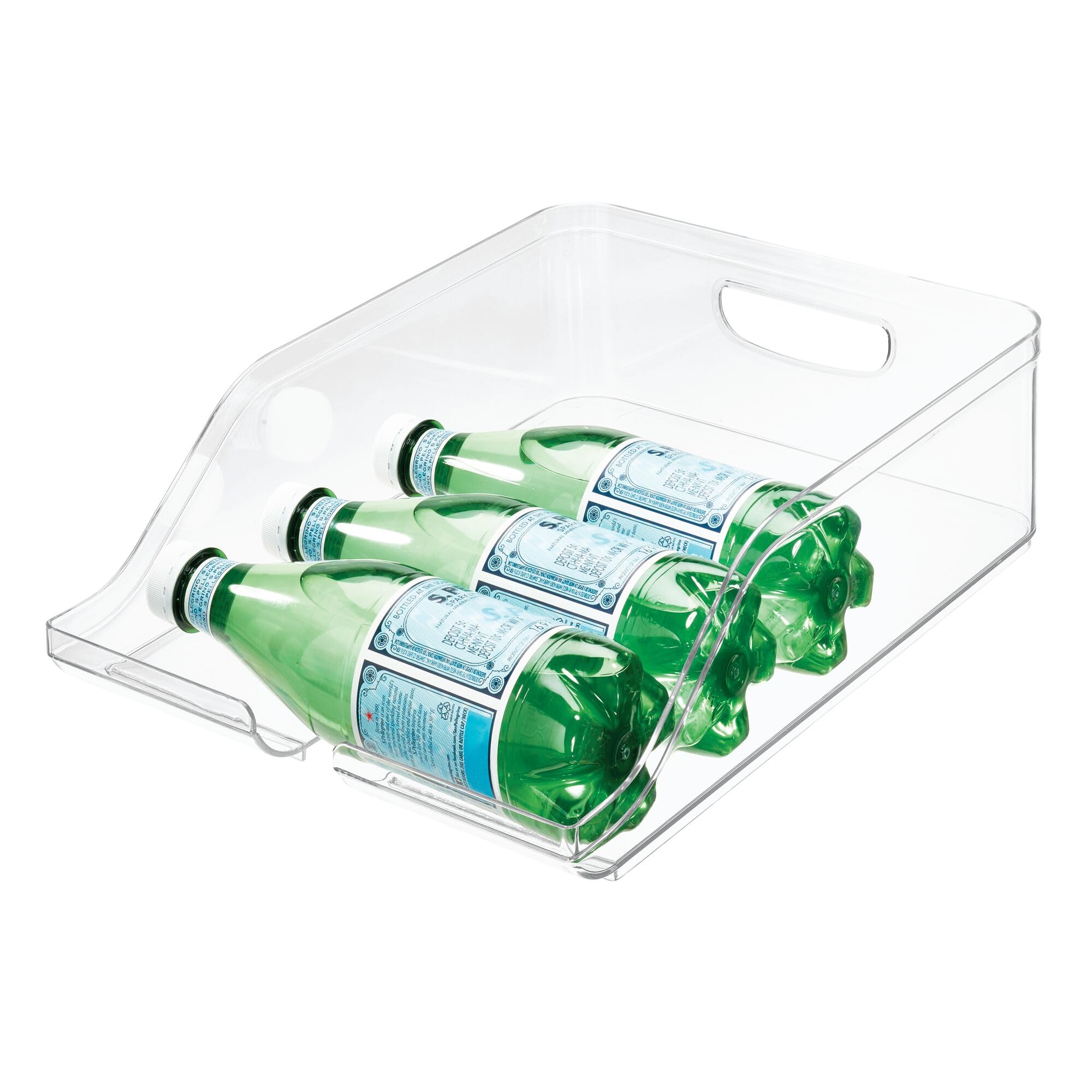 iDesign Crisp Plastic Refrigerator and Pantry Soda Bin, Modular Stacking Food Storage Box for Pop, Sparkling Water, Beer, Canned Goods, BPA Free, 14.03" x 10.4" x 3.75", Clear