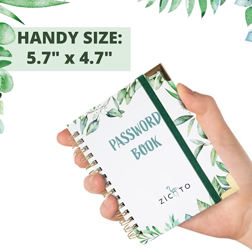 Simplified Greenery Password Book with Alphabetical Tabs - Pocket Sized Internet Password Keeper β Perfect Notebook w/Address Section to Get All Your Passwords and Recently Placed Orders Organized.