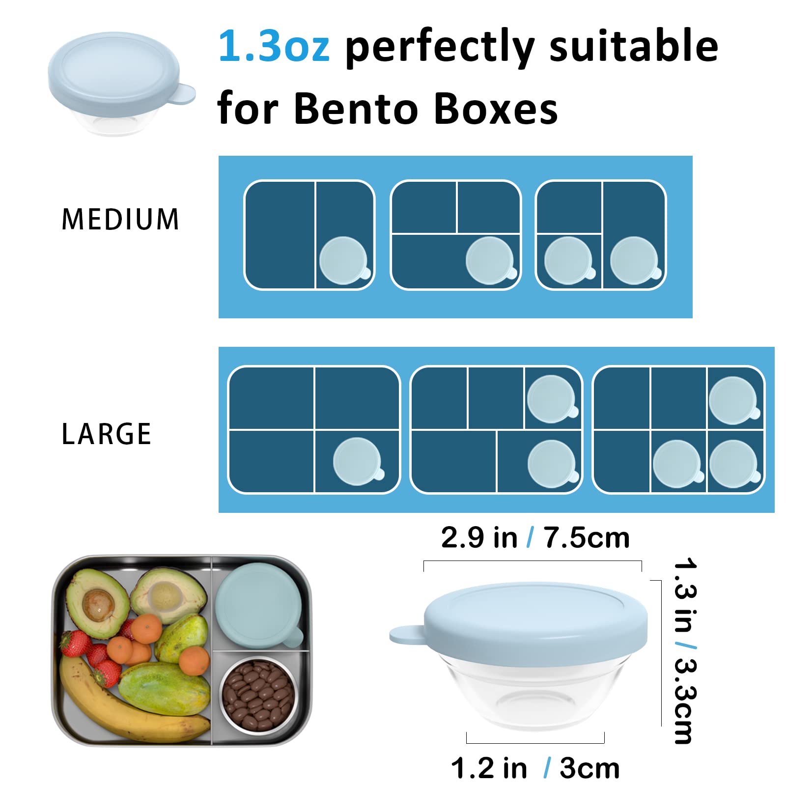 VOLCANOES CLUB Salad Dressing Container To Go - 7×1.3oz Mini Glass Food Storage Condiment Containers with Silicone Lids - Small Sauce Cups for Lunch Box Meal Prep - Leakproof Reusable School Work Trip