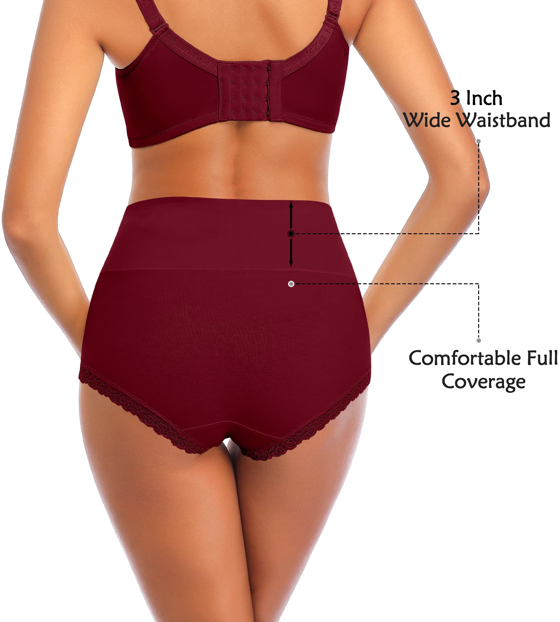 OPIBOO Plus Size Womens Underwear Cotton Comfort Postpartum Essentials Panties Ladies High Waisted Tummy Control Briefs Multipacks
