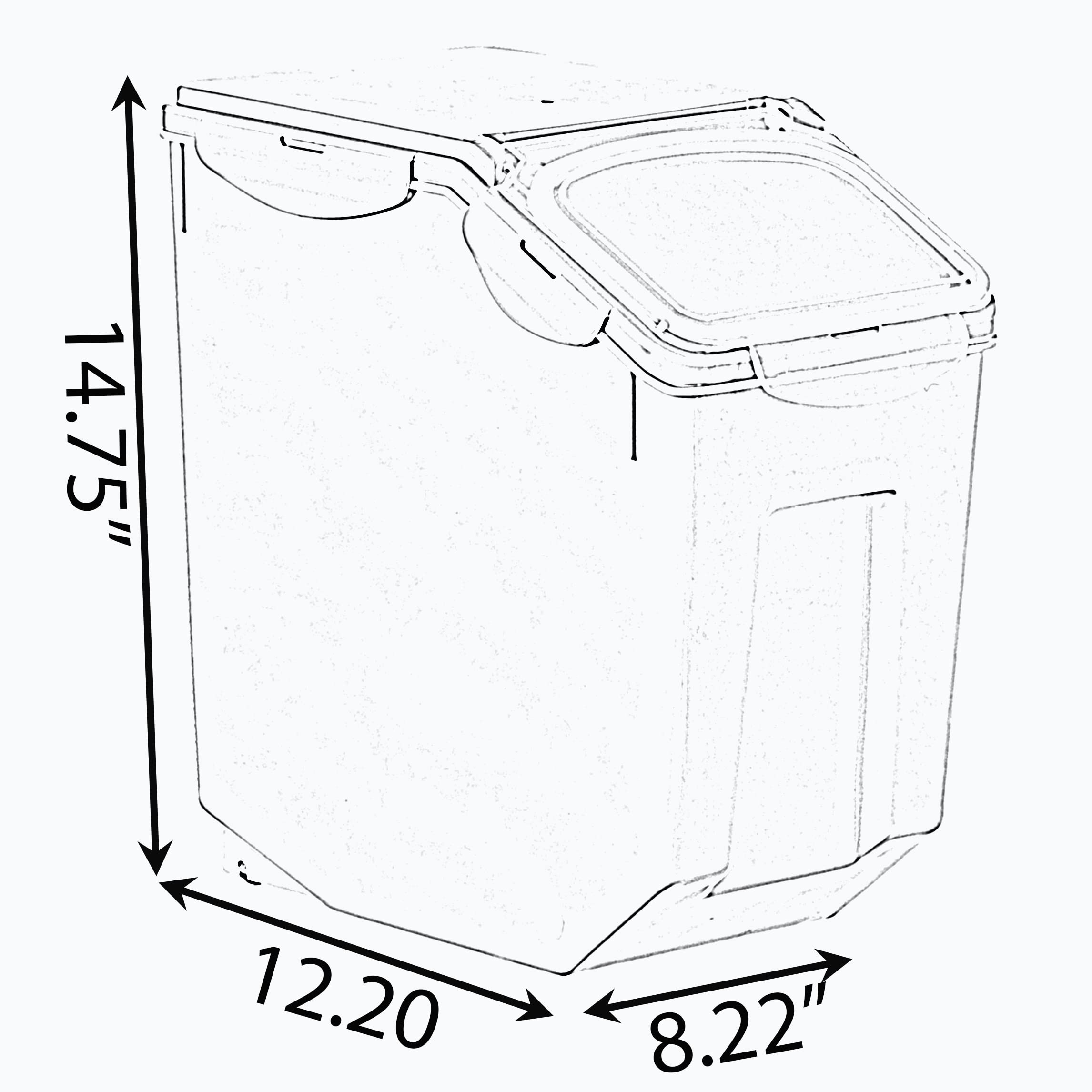 Basicwise Set of 2 White Plastic Storage Food Holder Containers, with a Measuring Cup and Wheels,Large (QI004138L.2)
