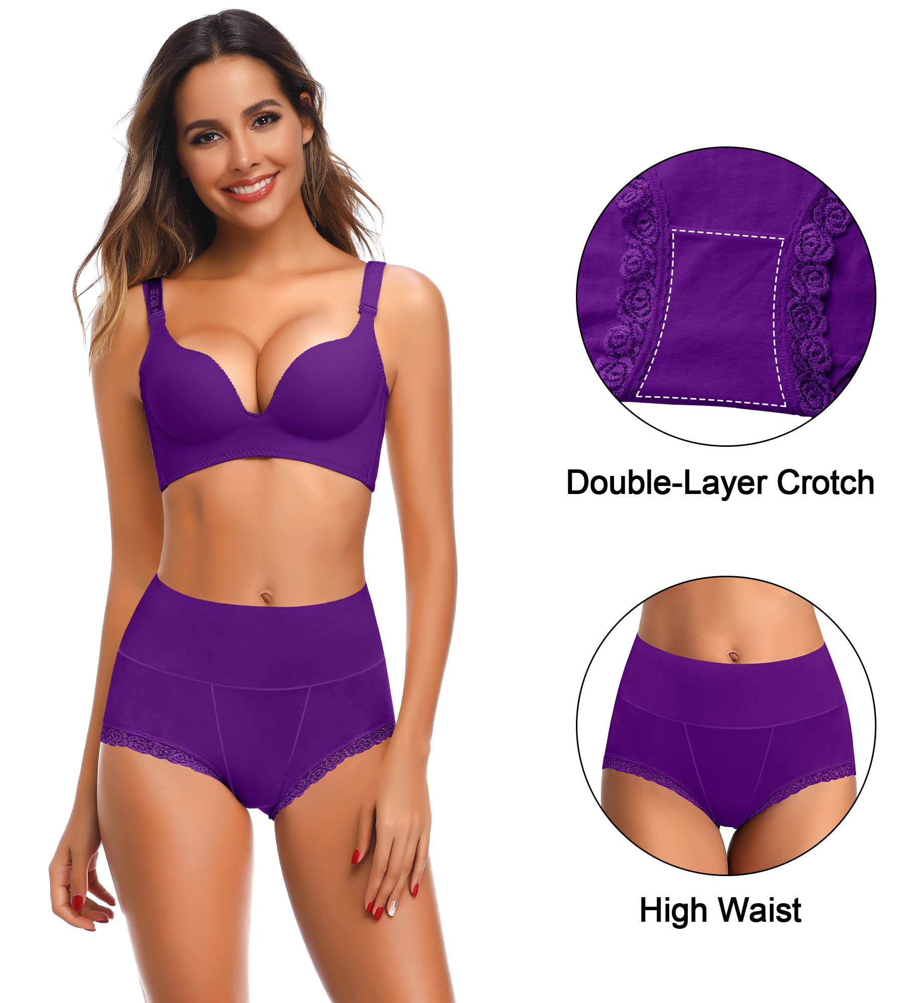 OPIBOO Plus Size Womens Underwear Cotton Comfort Postpartum Essentials Panties Ladies High Waisted Tummy Control Briefs Multipacks