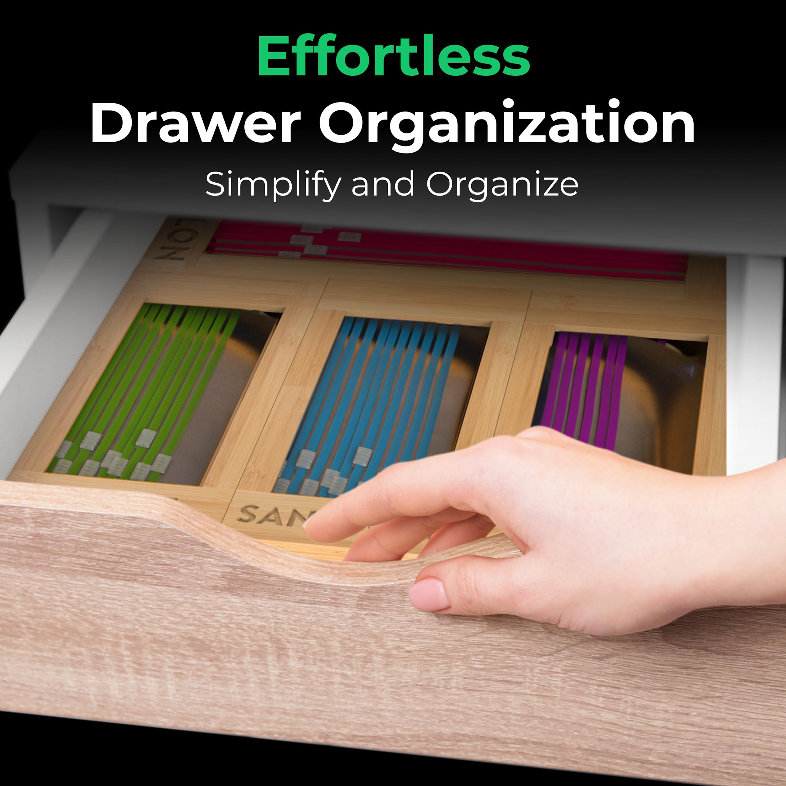 Magic Mill Ziplock Bag Organizer for Drawer | Bamboo Kitchen Storage Organization, Eco-Friendly Plastic Baggie Holder, Dispenser & Organizer for Ziploc Bags 4-PC