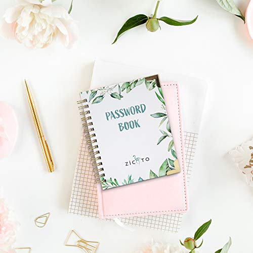 Simplified Greenery Password Book with Alphabetical Tabs - Pocket Sized Internet Password Keeper β Perfect Notebook w/Address Section to Get All Your Passwords and Recently Placed Orders Organized.