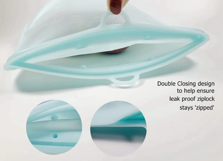 3R Reusable Silicone Food Bags with 100% Leak Proof,Silicone Bags Microwave safe, Freezer Safe & Dishwasher Safe,Reusable bags with 3 Sizes(1 Small, Medium,Self Standing,a Hook For Easy Hanging
