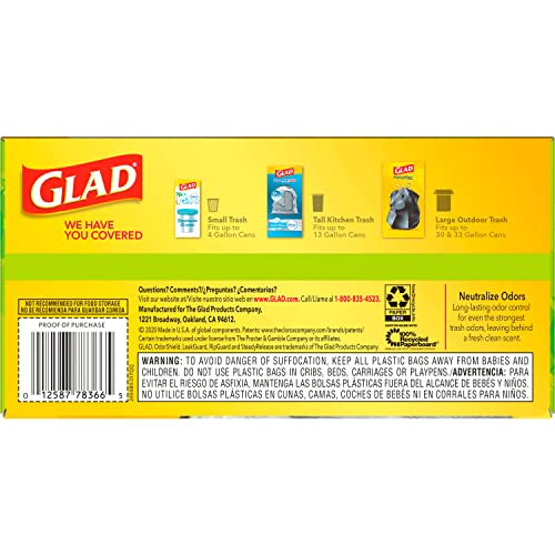 GLAD ForceFlex Tall Drawstring Trash Bags, 13 Gallon Grey Trash Bags for Tall Kitchen Trash Can, Citrus & Zest with Febreze Freshness to Eliminate Odors, 40 Count - Packaging May Vary