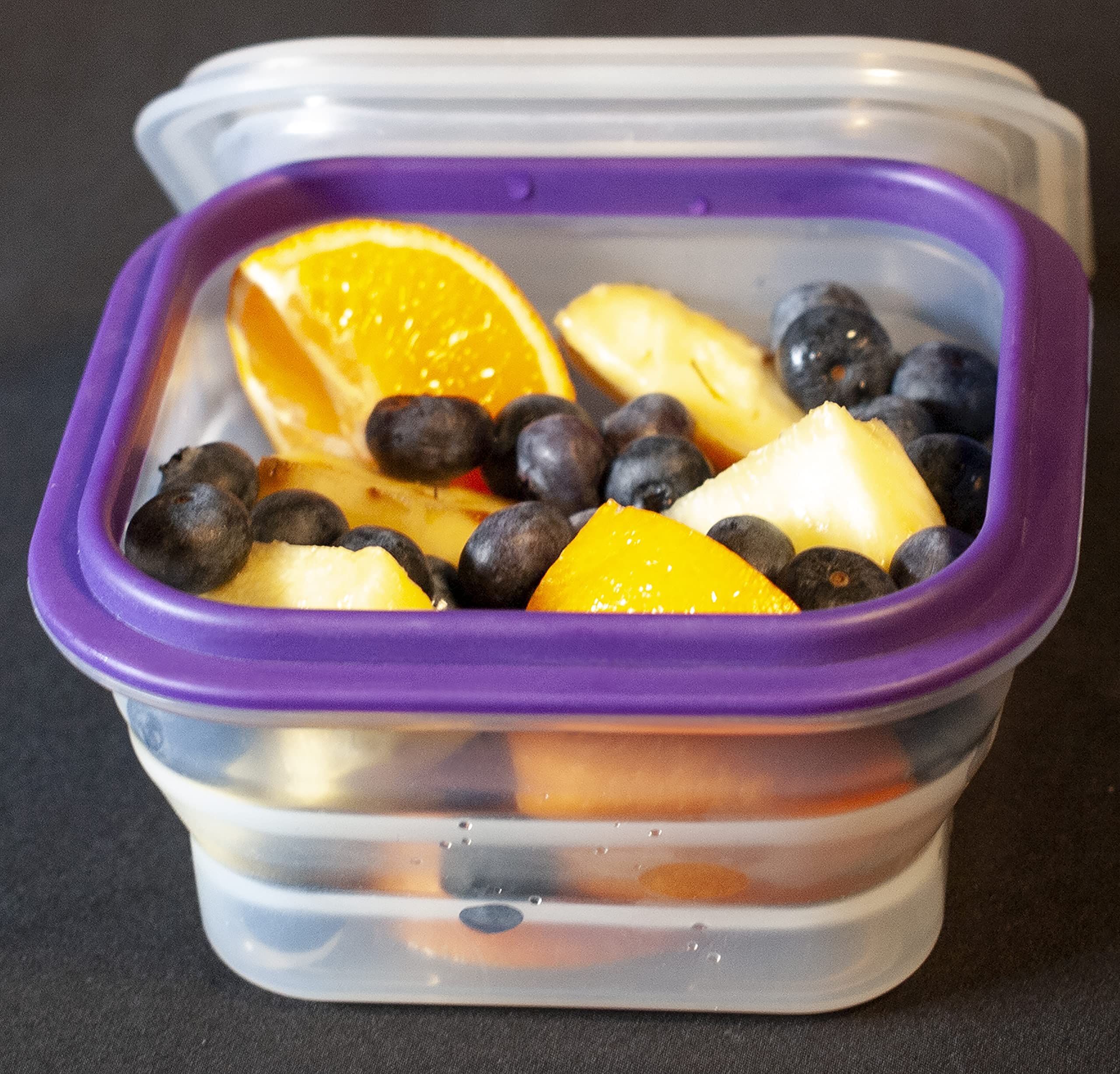 Aura Global 4-Pack Collapsible Platinum Silicone Food Storage Containers - LFGB Certified, BPA-Free, Microwave, Freezer, Dishwasher Safe, Reusable with Easy-Fit Lids - Premium Kitchen Solution