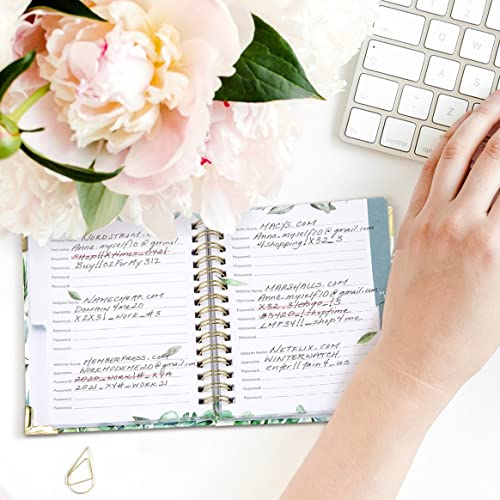 Simplified Greenery Password Book with Alphabetical Tabs - Pocket Sized Internet Password Keeper β Perfect Notebook w/Address Section to Get All Your Passwords and Recently Placed Orders Organized.