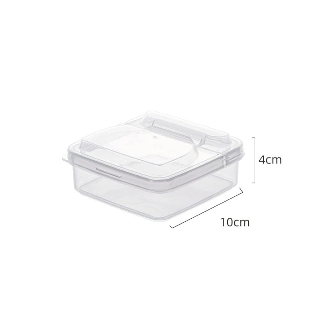 Teensery 2 Pcs Plastic Cheese Storage Box with Lid Multi-Purpose Square Food Container for Fruits Vegetable, 4" x 4" x 1.6" (Clear)