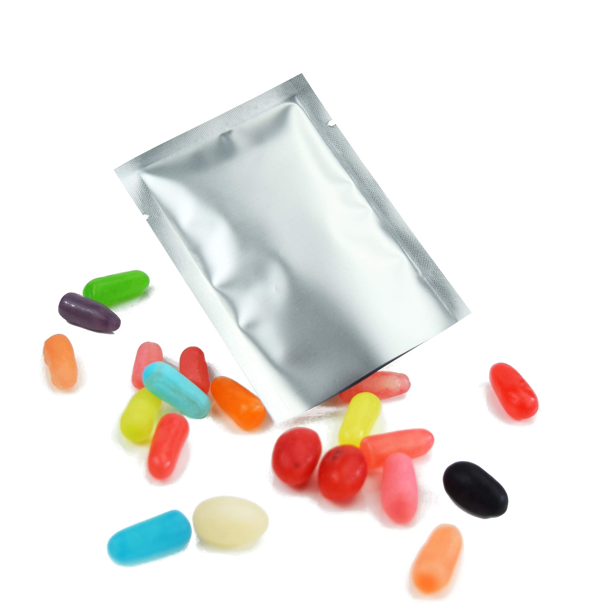 QQ Studio 200 PCS Metallic Mylar Foil Open Top Sealable Bags (6x9cm (2.3x3.5"), Silver)