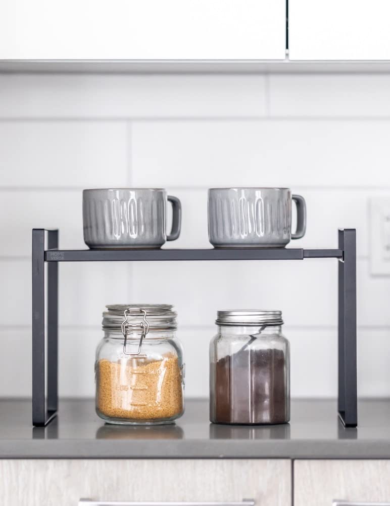 Stackable Cabinet Shelf Organizers, Expandable Kitchen Countertop Organizer - Multi-Functional Cabinet Shelves, Heavy Duty Non-Slip Shelf Riser for Kitchen Pantry, Bathroom, Bedroom Organization