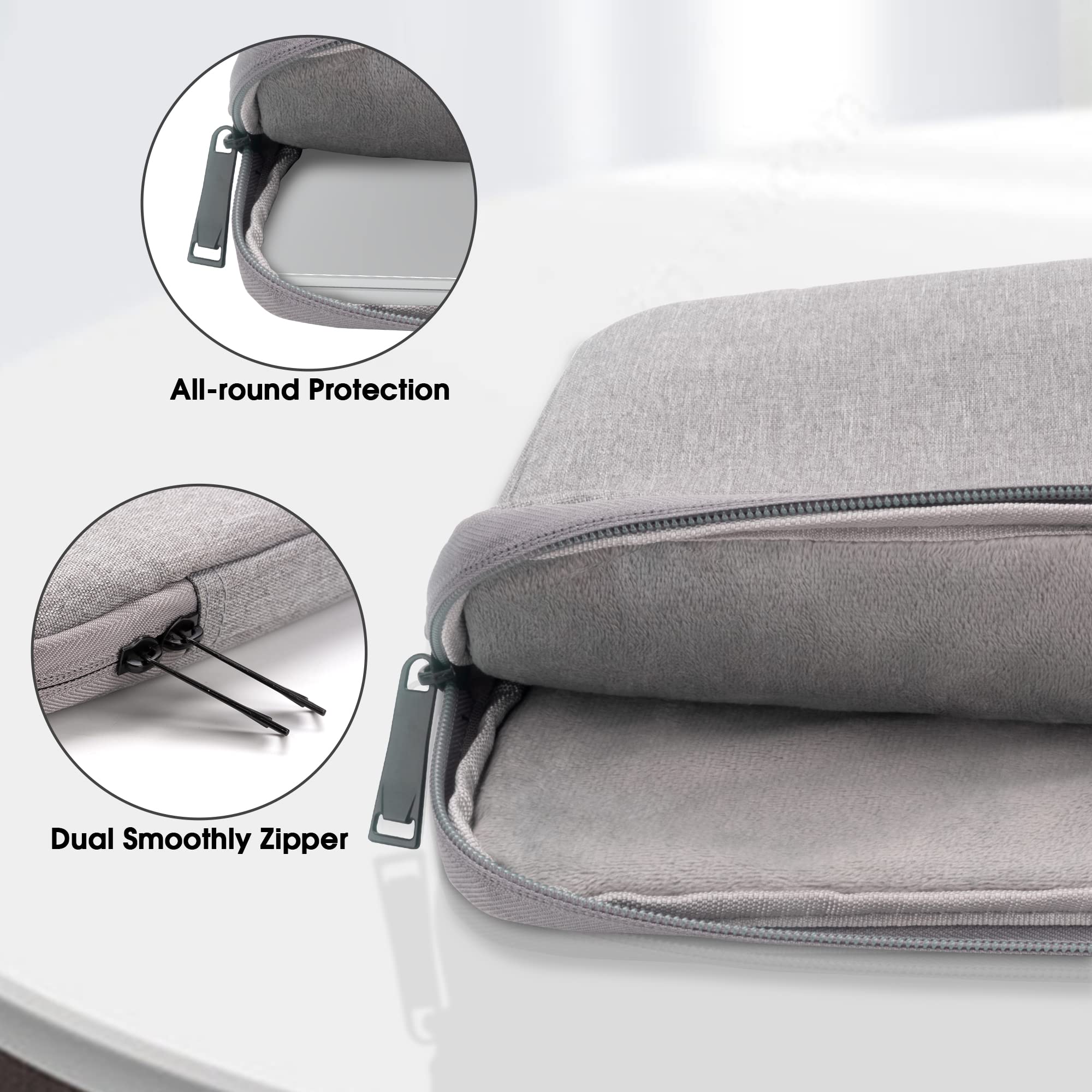Arae Laptop Sleeve Bag Compatible with 13 inch MacBook Air Mac Pro M1 Surface Lenovo Dell HP Computer Bag Accessories Polyester Case with Pocket,Gray