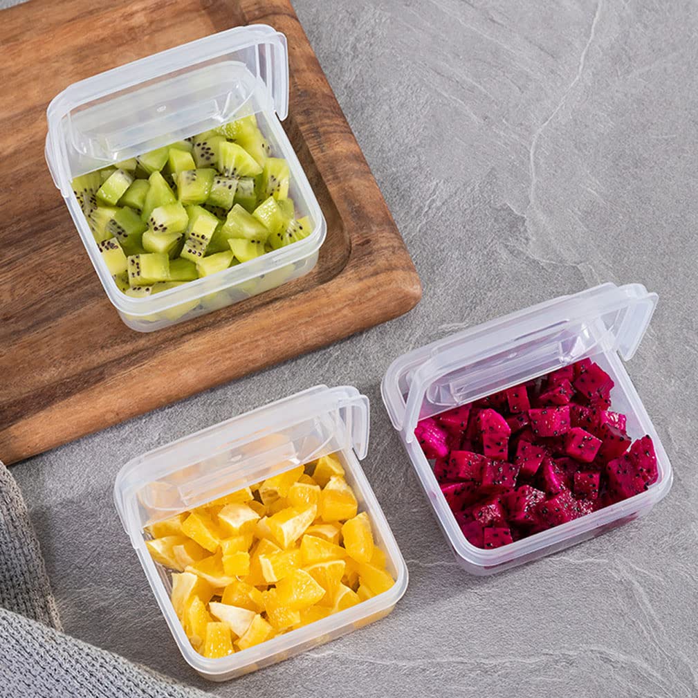 Teensery 2 Pcs Plastic Cheese Storage Box with Lid Multi-Purpose Square Food Container for Fruits Vegetable, 4" x 4" x 1.6" (Clear)