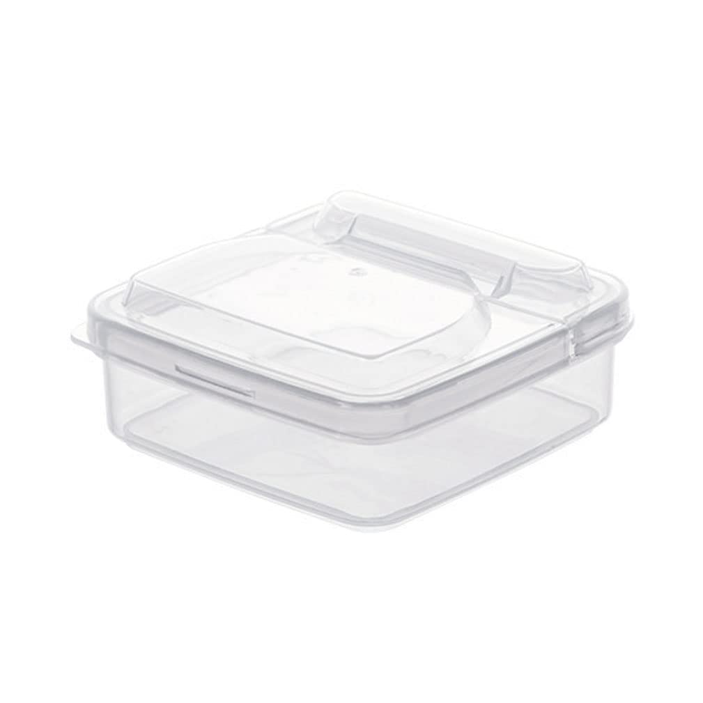 Teensery 2 Pcs Plastic Cheese Storage Box with Lid Multi-Purpose Square Food Container for Fruits Vegetable, 4" x 4" x 1.6" (Clear)