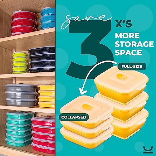 Collapse-it Silicone Food Storage Containers - BPA Free Airtight Silicone Lids Collapsible Lunch Box Containers - Oven, Microwave, Freezer Safe (Yellow (6) 2-Cup Set)