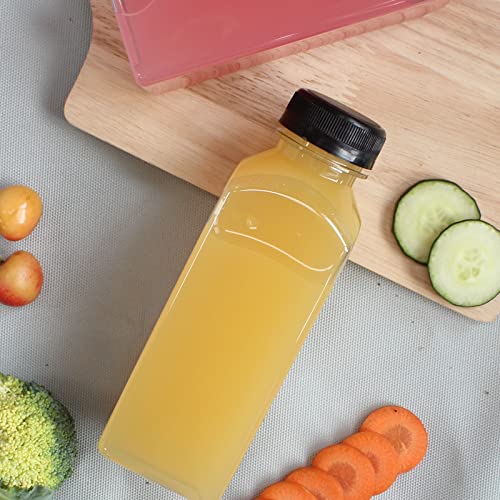 zmybcpack 24 pack 12 oz(350 ml) Clear PET Plastic Juice Bottles with Caps - Plastic Smoothie Bottles-Reusable Bulk Beverage Containers with Tamper Evident Lids for Juicing, Other Beverage