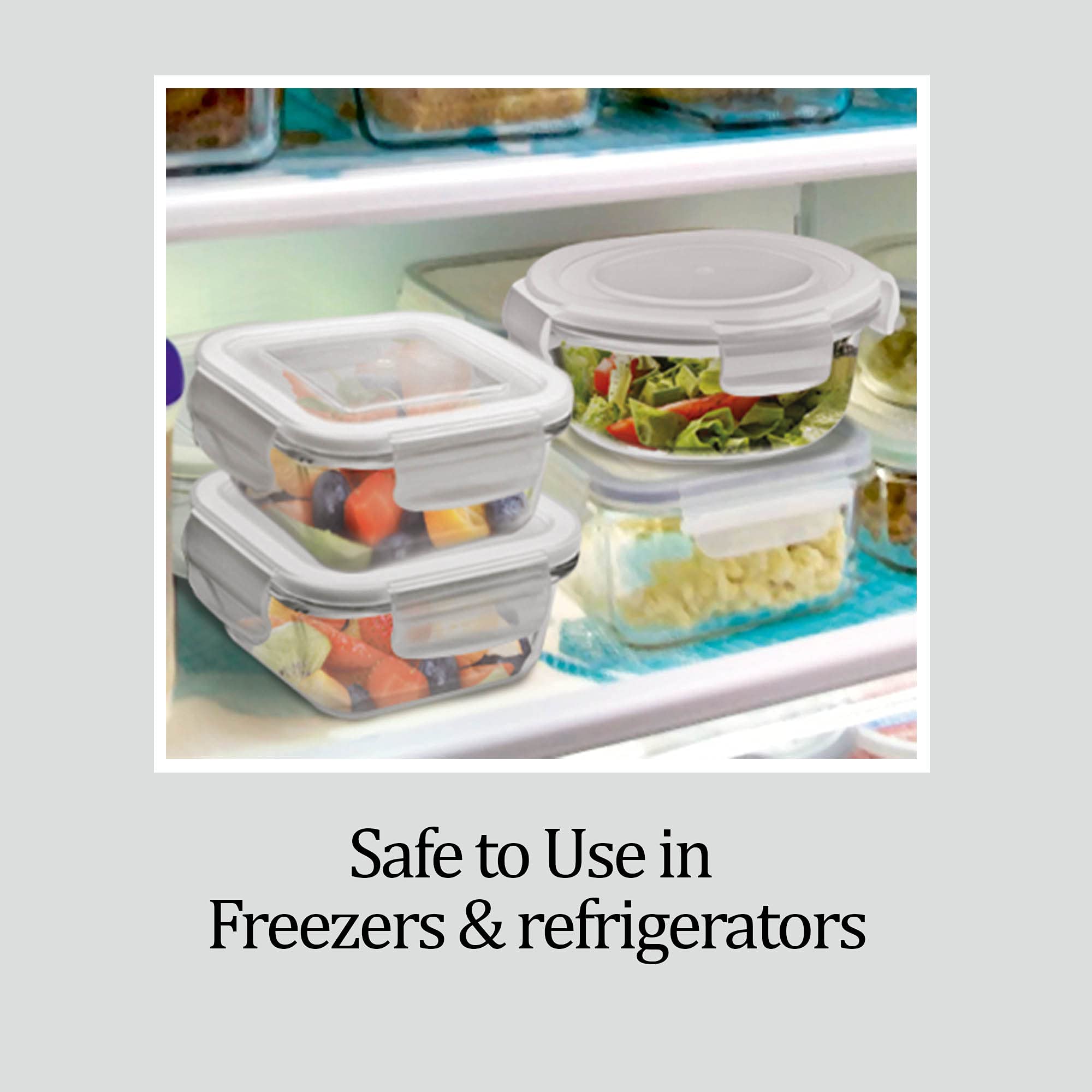 Treo By Milton Hi Borosilicate Clip Fresh Square Container, Set of 2, 800 ml Each, Transparent | Air Tight | Microwave Safe | Oven Safe | Refrigerator Safe | BPA Free | Stackable | Dishwasher Safe