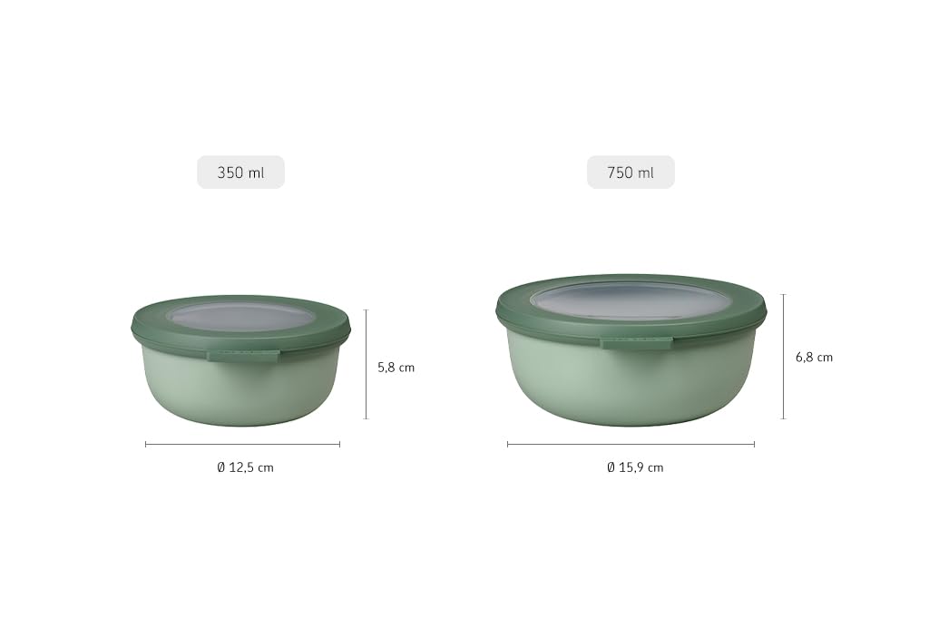 MEPAL, Cirqula Multi Food Storage and Serving Bowl with Lid, Food Prep Container, Shallow, Nordic Blue, 0.8 Quart (750 milliliters, 25 ounces), 1 Count
