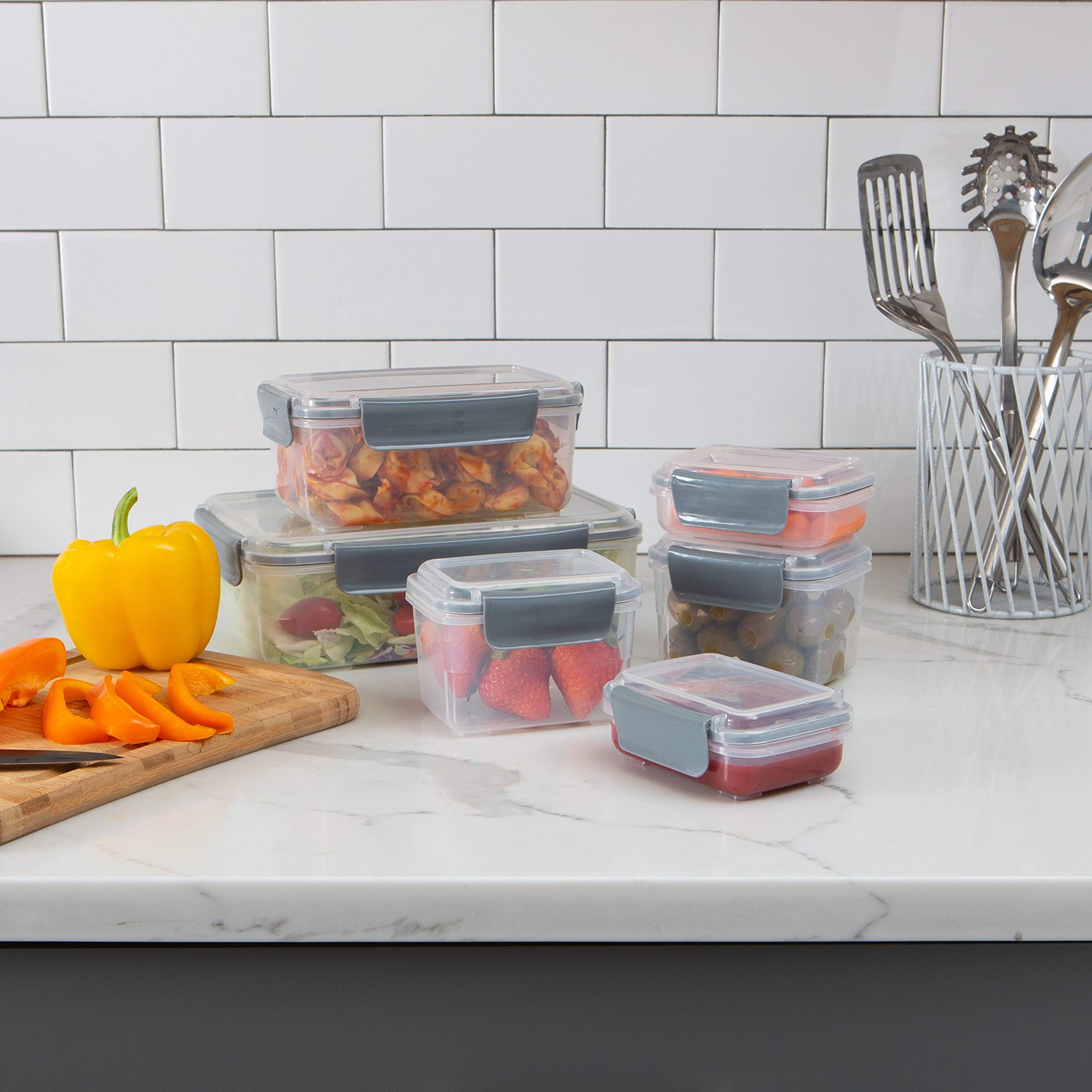 Unknown1 Kitchen Details 12 Piece Airtight Food Storage Container Set 10.04" X 7.48" 3.35" Clear Plastic
