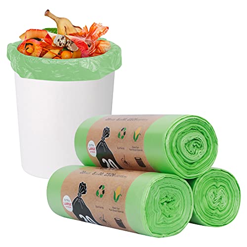 Toplive Trash Bag ,8 Gallon 60 Count Garbage Bag Biodegradable Compostable 1.5 Mil Thickness Trash Bags Wastebasket Bin Liners for Home Bathroom Bedroom Kitchen Office Trash Can(3 Rolls)