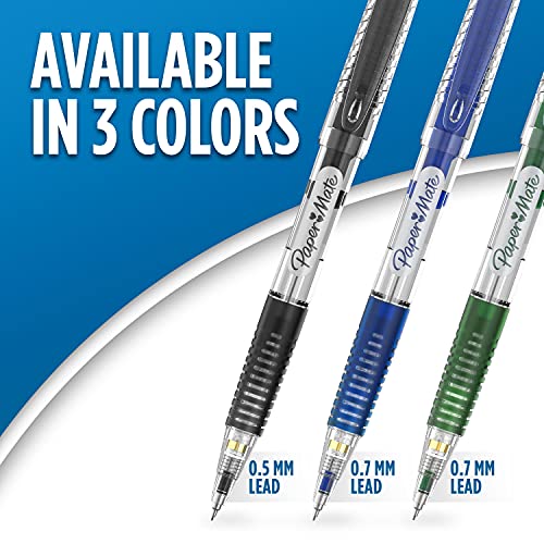 Paper Mate Clearpoint Break-Resistant Mechanical Pencils, HB 2 Lead (0.7mm) Pencil with Comfort Pencil Grip and Pencil Eraser Dark Blue, 12 Count