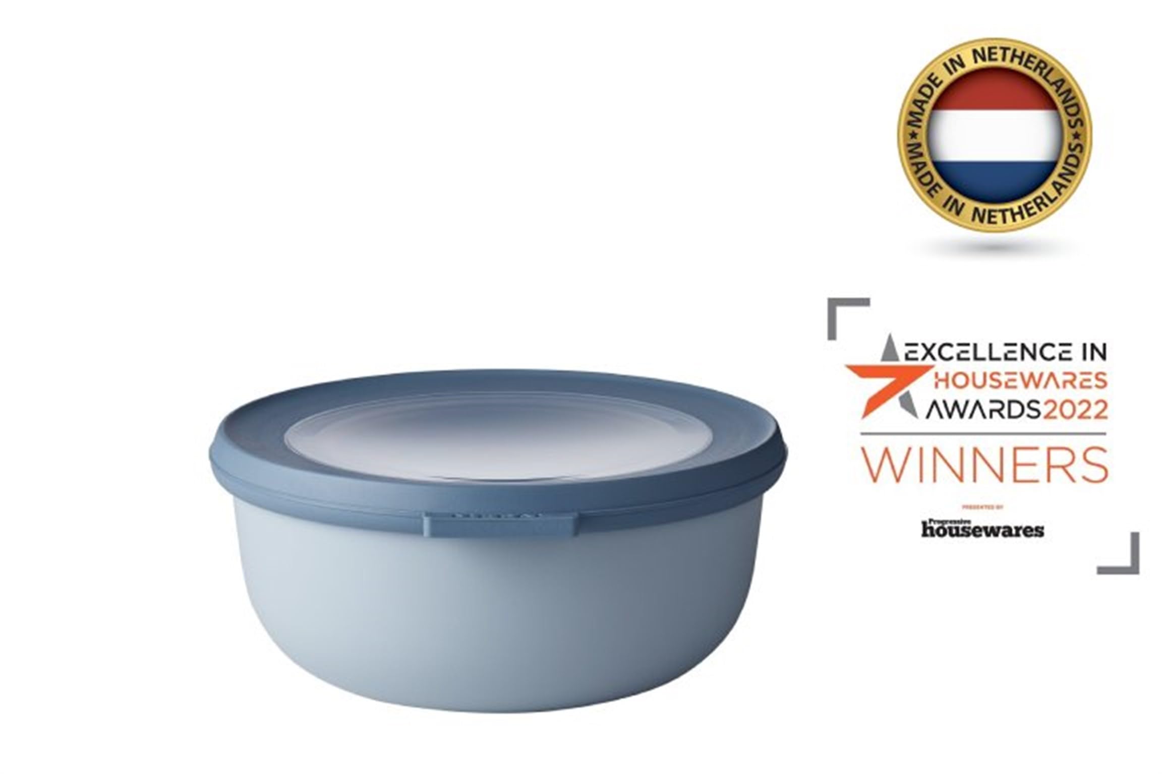 MEPAL, Cirqula Multi Food Storage and Serving Bowl with Lid, Food Prep Container, Shallow, Nordic Blue, 0.8 Quart (750 milliliters, 25 ounces), 1 Count
