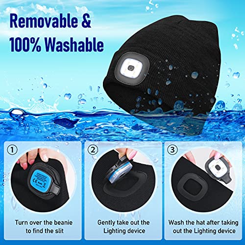 Beanie Hat with Light Unisex LED Beanie Hat with Light USB Rechargeable Running Hat Alpine Cap Gift for Men and Women Teens (Grey)