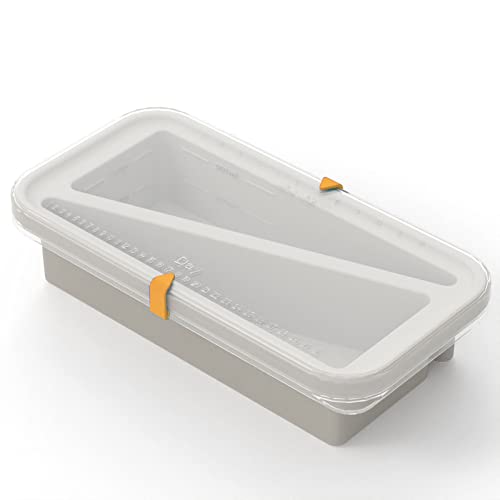 Silicone Freezer Tray with Lid - Food Freezer Container, Makes 2 Portions 2 Cup+4 Portions 1 Cup Cube Portion, Ice Cube Tray for Soup Sauce Meal Prep, Soup Trays with Date Slider-2 Pack