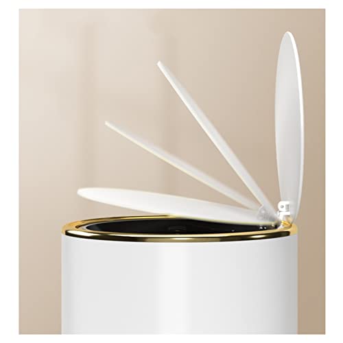 DYPASA Smart Trash Can Pedal Trash Can Creative Household Living Room Bedroom Stainless Steel Garbage Bin Bathroom Kitchen Pedal Trash Can with Lid,6L 8 L Bathroom Trash Can (Color : White Gold 6L)