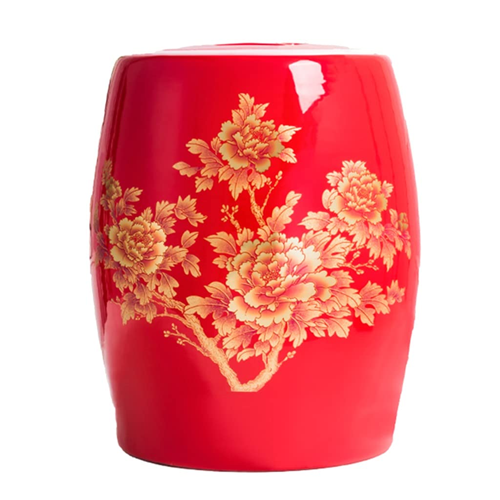 GMTstore Household Rice Storage Box Kitchen Household Sealed Jar with Lid Antique Food Storage Porcelain Bottle Ceramic Decorative Vase (Color : Red, Size : 20.5Ć26.7cm)