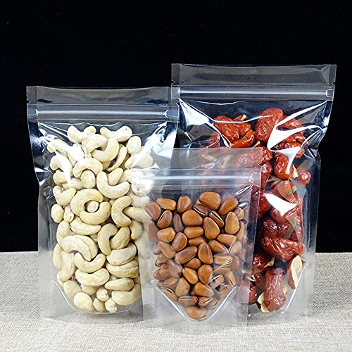 PABCK 100 Pack (Outside Size 3.9x5.9 inch)(Inside Size 3.54x3.66 inch) Clear Resealable Stand Up Bags Heat Seal Zipper Lock Leakproof Storage Pouch for Zip Food Storage Lock Packaging with Tear Notch