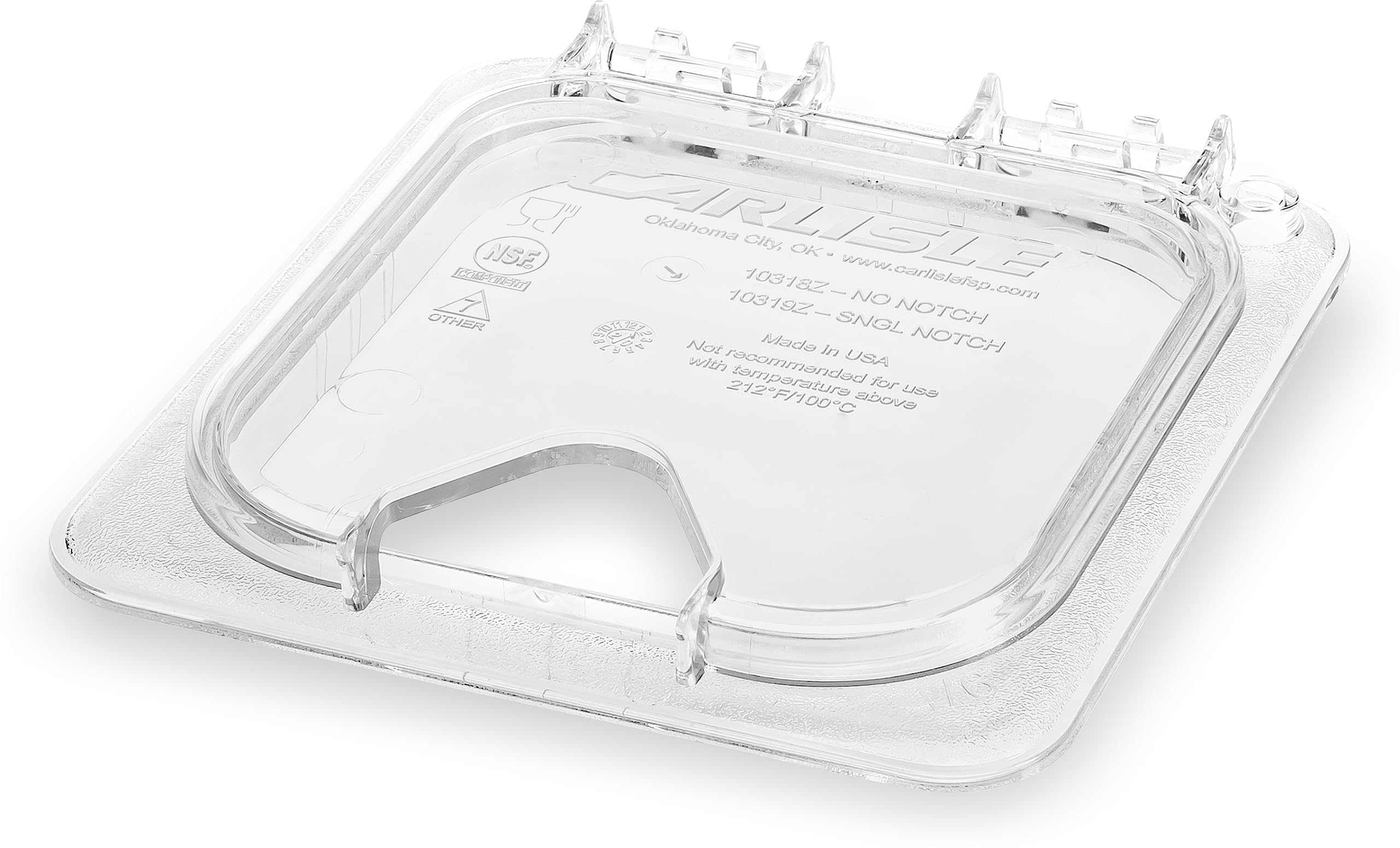 Carlisle FoodService Products Storplus Ez Access 1/6 Size Hinged Universal Food Pan Lid with Notch for Catering, Buffets, and Restaurants, Polycarbonate, Clear