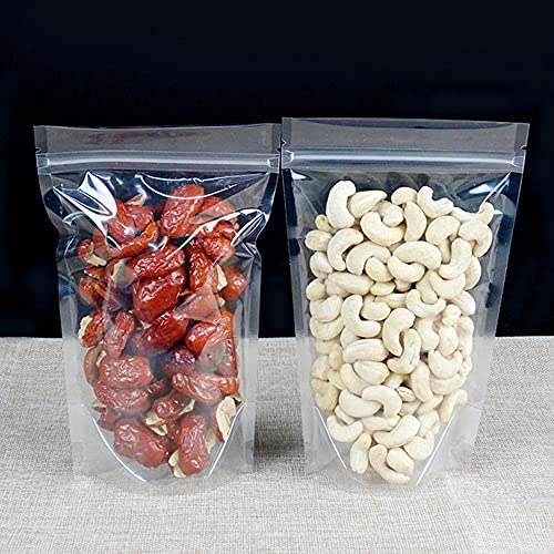PABCK 100 Pack (Outside Size 3.9x5.9 inch)(Inside Size 3.54x3.66 inch) Clear Resealable Stand Up Bags Heat Seal Zipper Lock Leakproof Storage Pouch for Zip Food Storage Lock Packaging with Tear Notch