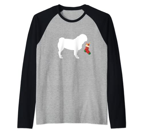 Pug Christmas Stocking Stuffer Dog Raglan Baseball Tee