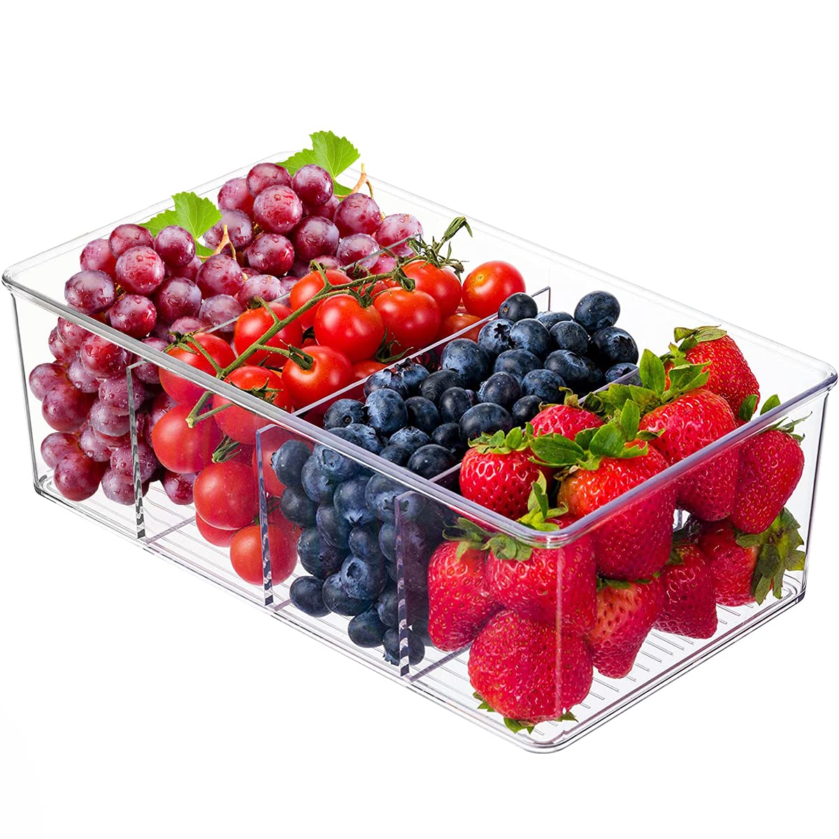 ZIZOTI 2 Packs Clear Pantry Organizer Storage Bins, Removable Snack Organizer Pantry Organization Storage Racks with 3 Dividers, Perfect for Snacks, Packets, Spices, Kitchen, Cabinets