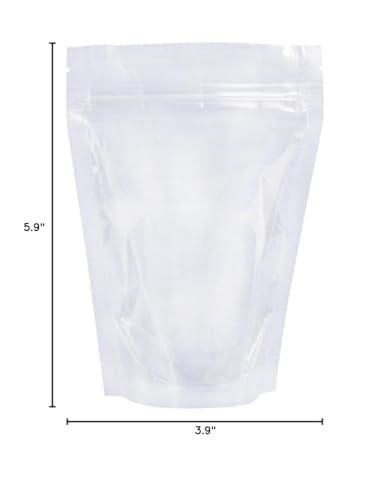PABCK 100 Pack (Outside Size 3.9x5.9 inch)(Inside Size 3.54x3.66 inch) Clear Resealable Stand Up Bags Heat Seal Zipper Lock Leakproof Storage Pouch for Zip Food Storage Lock Packaging with Tear Notch