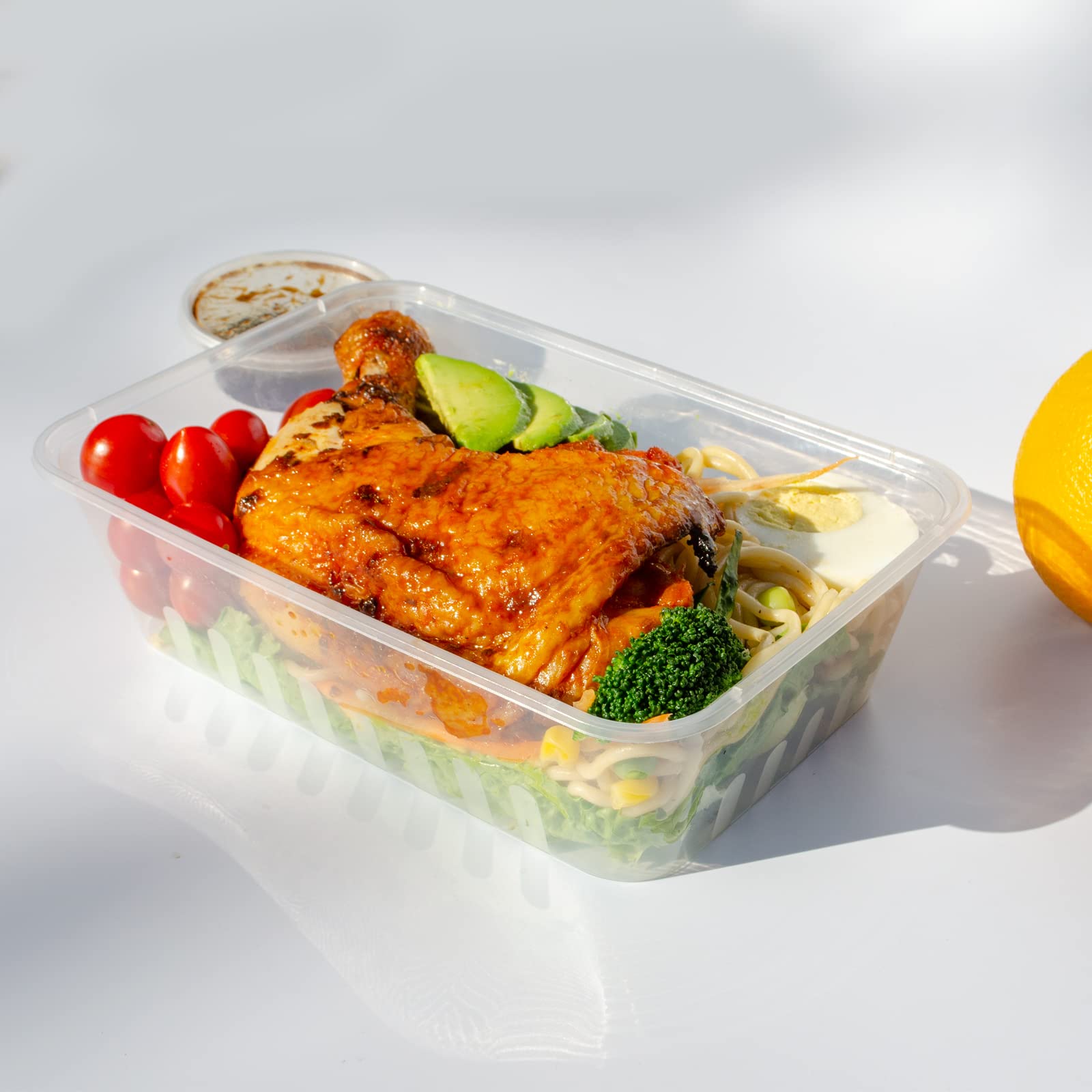 [50 PACK 50OZ] Disposable Meal Prep Container Large For Food, Plastic Storage Containers with Lids Freezer Microwave Dishwash Safe, Clear Bento Box Stackable BPA Free Reusable 1500ml