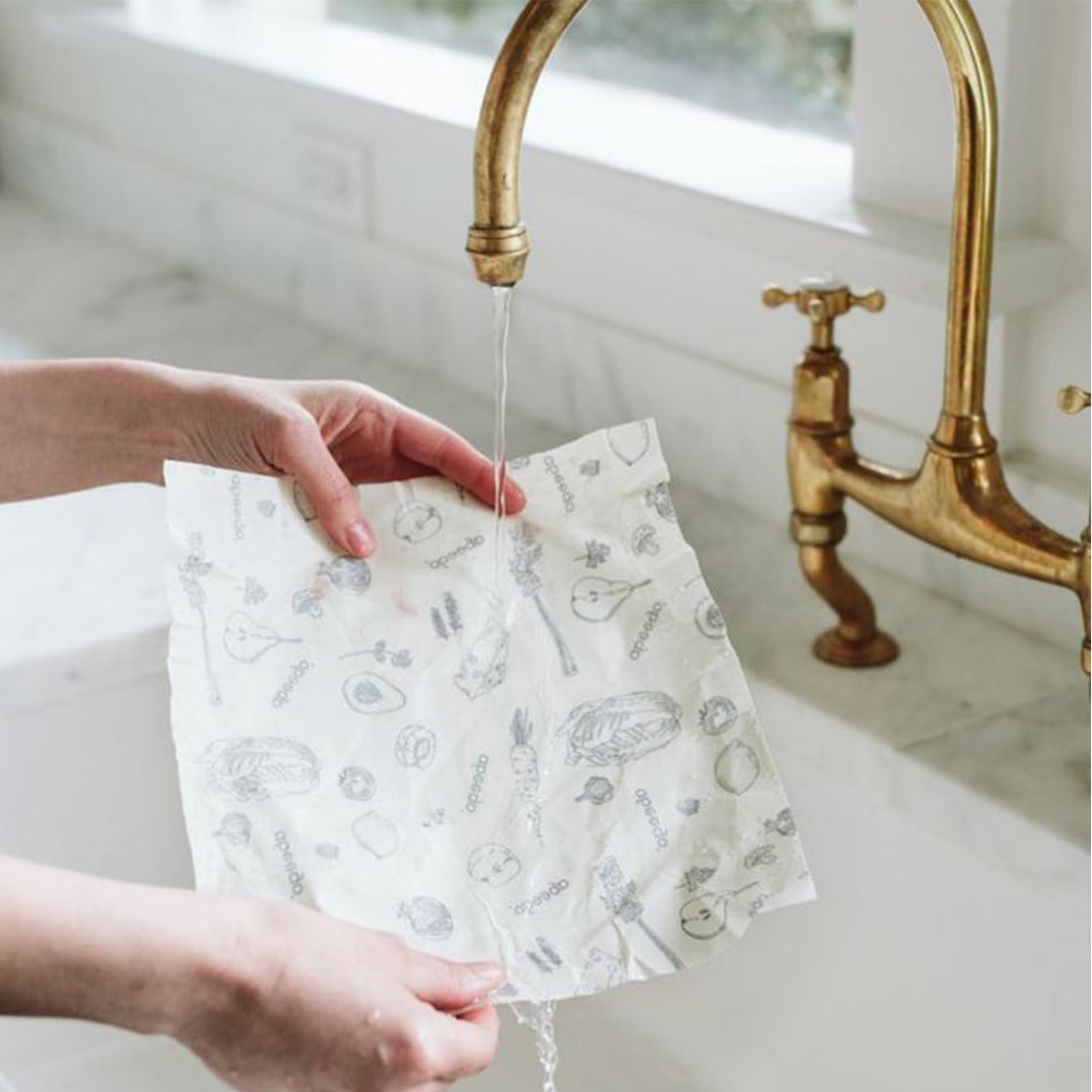 Abeego The Original Beeswax Food Storage Wrap - The Foundation - Bundle of 6 Variety Square and Rectangle Sheets (S,M,L)