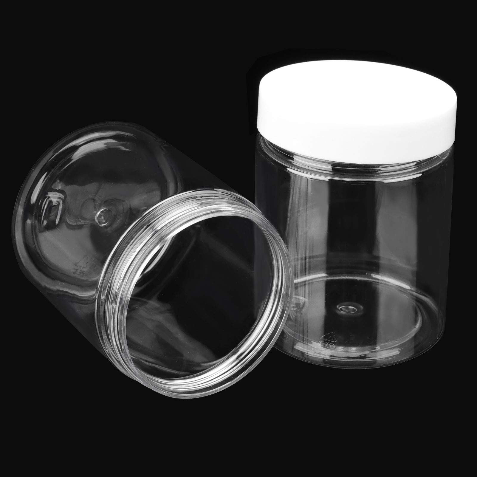 ZOENHOU 30 PCS 8 OZ Clear Plastic Jars with White Lids, Leakproof Food-Grade Storage Refillable Containers Bulks, Spice Sample Slime Jars for Beauty Products, Kitchen Household Jewelry Bead Storage